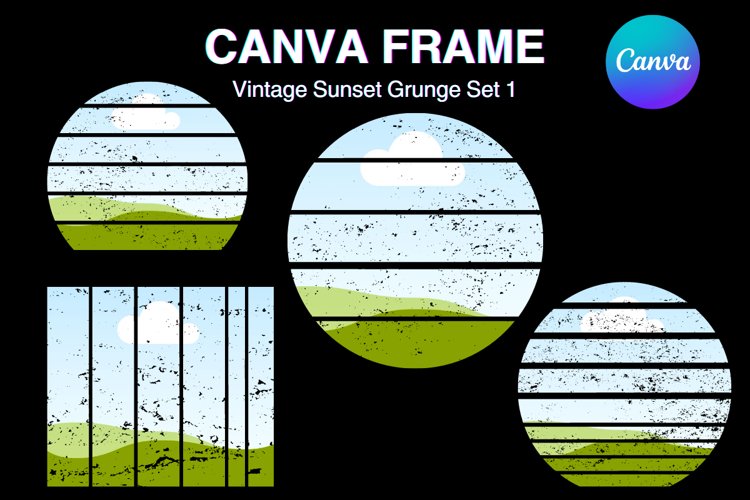 Retro Sunset Canva Frame Grunge Distressed Photo (4093137)