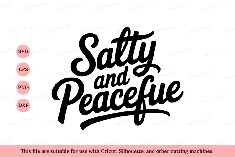 Salty peaceful script lettering black white
