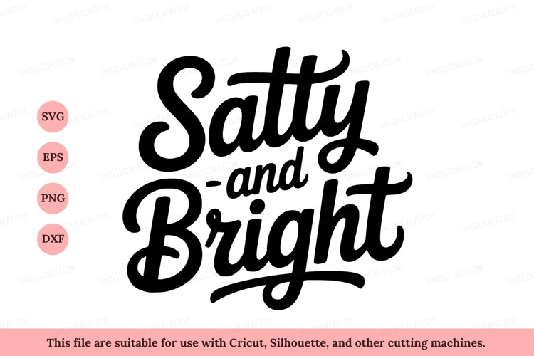Salty and Bright script lettering black white
