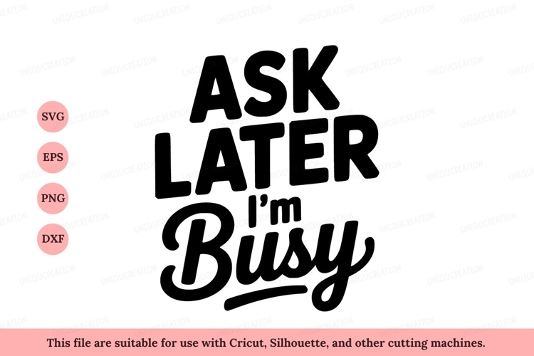 Ask Later Busy Text black