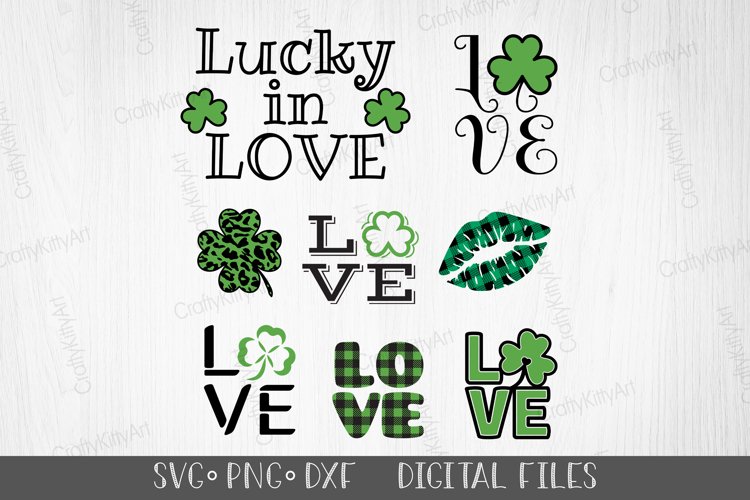 Lucky Love SVG bundle, Leopard Shamrock, Buffalo plaid Lips