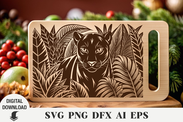 Panther Laser Engraving, animal Cutting Board, Laser,