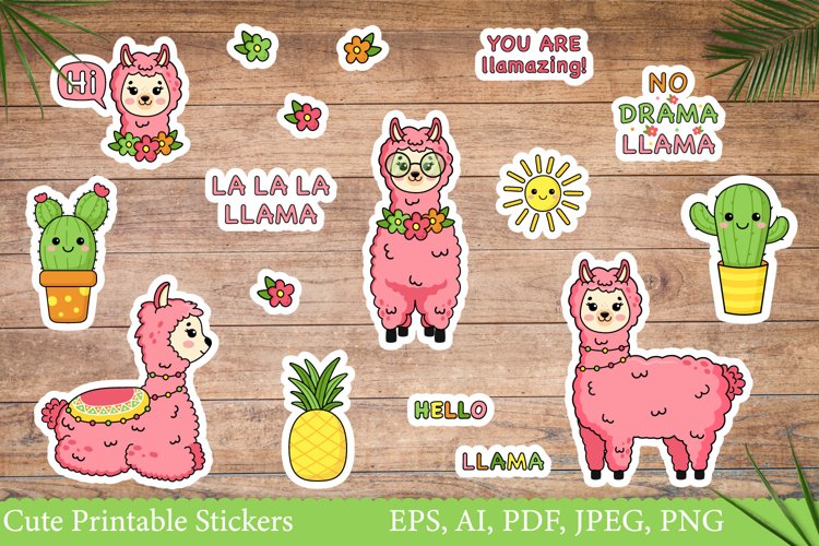 Sweet Llama and Cactus Stickers | Stickers For Cricut