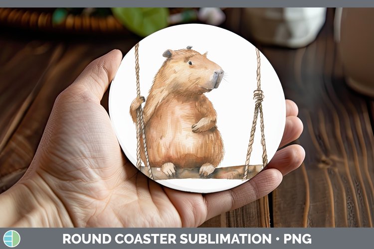 Swinging Capybara Round Coaster Sublimation Coaster Designs