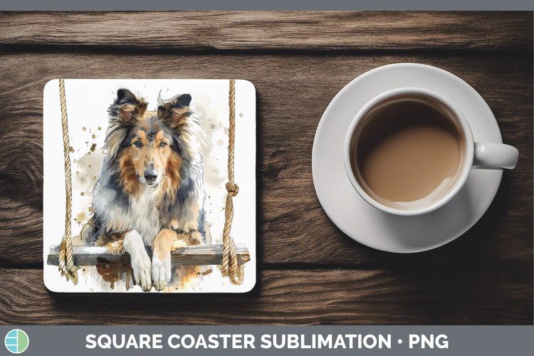Swinging Dogs Rough Collie Square Coaster Sublimation Coaste