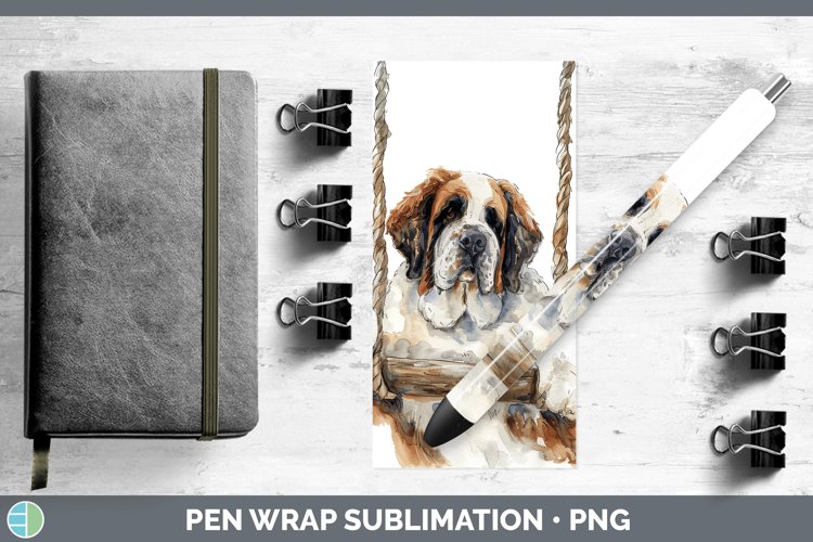 Swinging Dogs Saint Bernard Pen Wrap Sublimation Epoxy Pen D