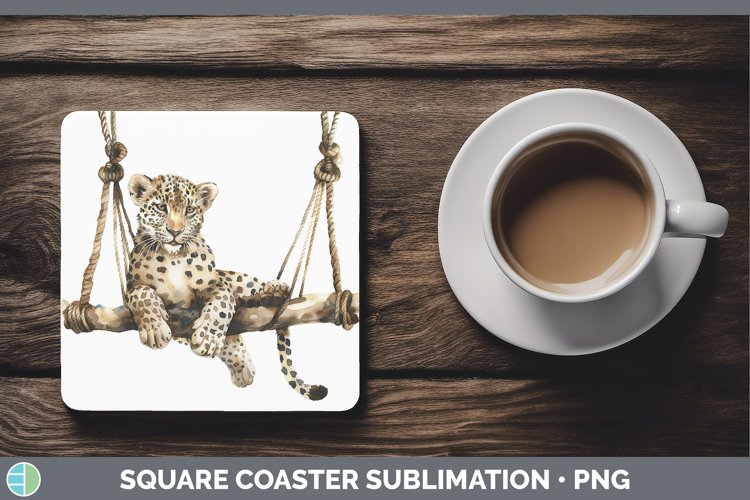Swinging Leopard Square Coaster Sublimation Coaster Designs
