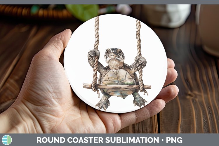 Swinging Turtle Round Coaster Sublimation Coaster Designs