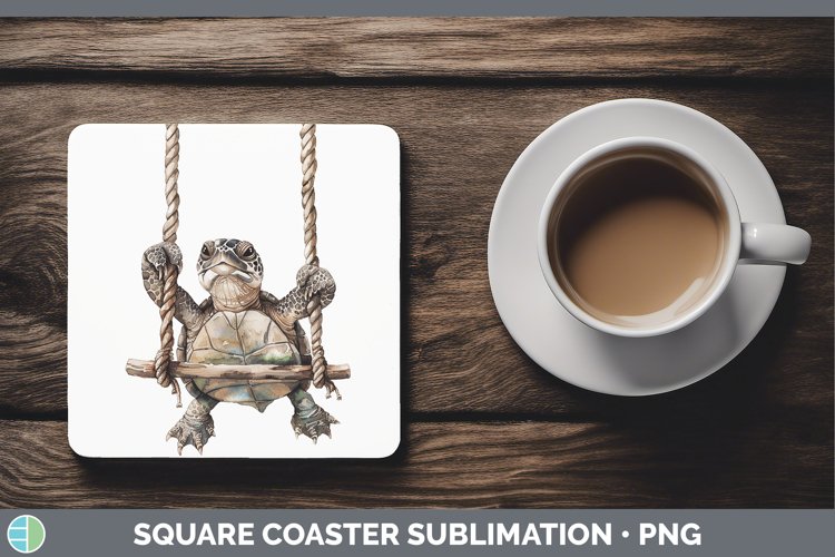 Swinging Turtle Square Coaster Sublimation Coaster Designs