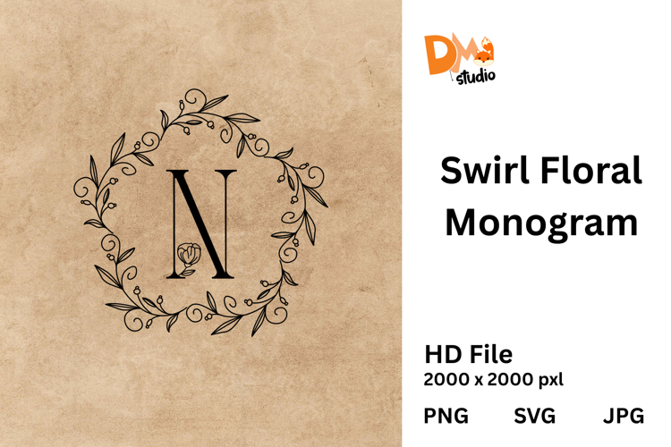 Swirl Floral Monogram (5916616)