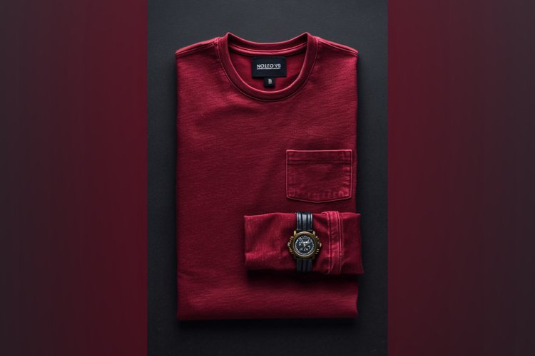 burgundy T Shirt Logo Branding Mockup (3958716)