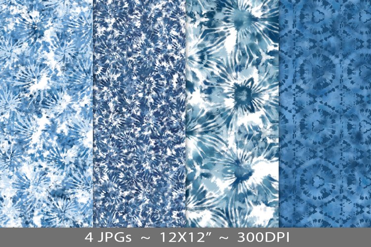 Indigo tye-die painted paper texture background