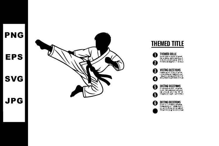 Martial arts fighter performing high kick in (6348124)