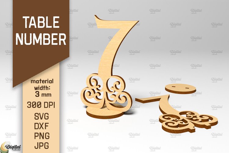 Table Number SVG. Wedding Table Number Laser Cut. (3080397)