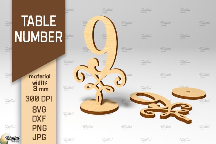 Table Number SVG. Wedding Table Number Laser Cut. (3077122)