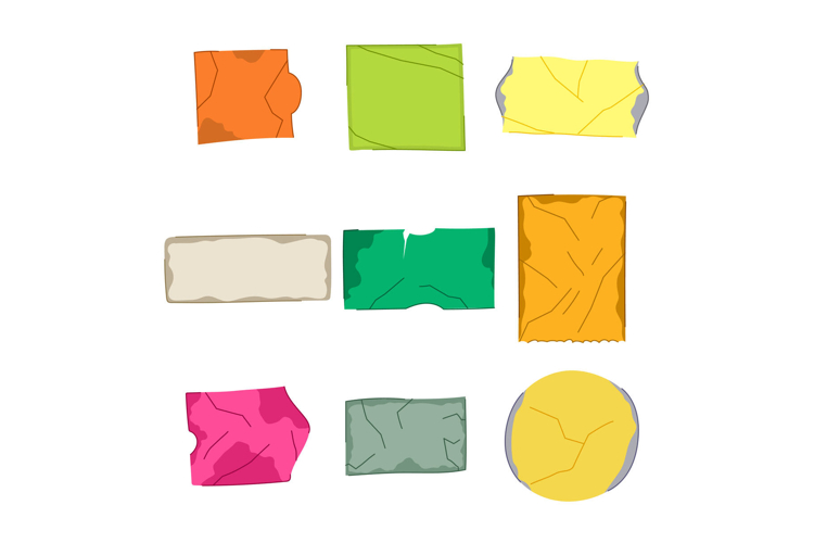 Collection of blank vintage paper and tape pieces