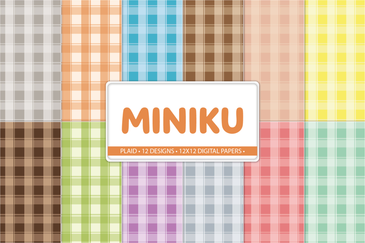 Pastel Tartan Digital Papers, Plaid Scrapbook Pack