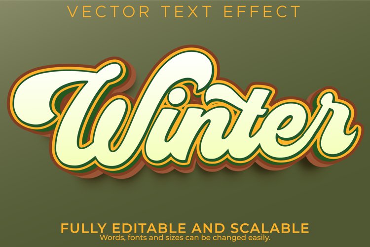 Winter text effect, editable nature and soft text style