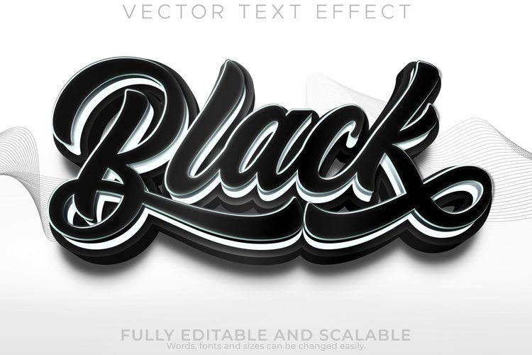 Black text effect, editable royal and bold text style