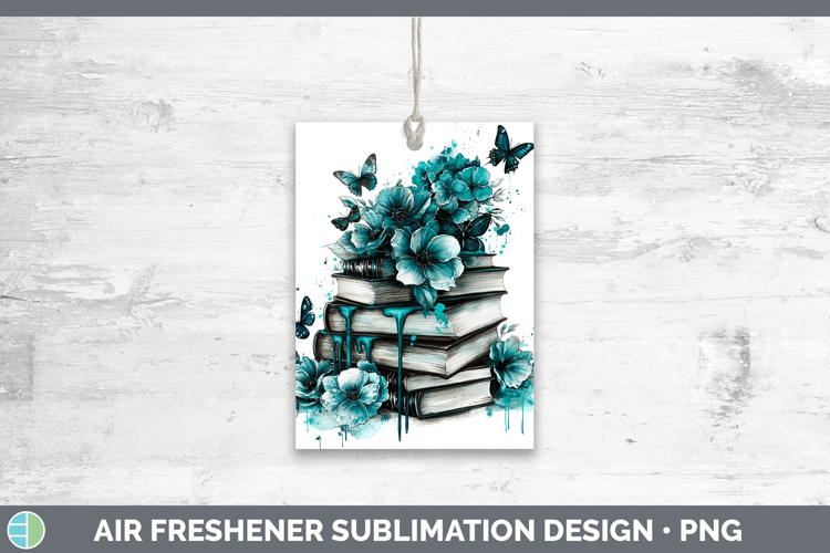 Teal Drips Book Stack Air Freshener Sublimation Car Freshene