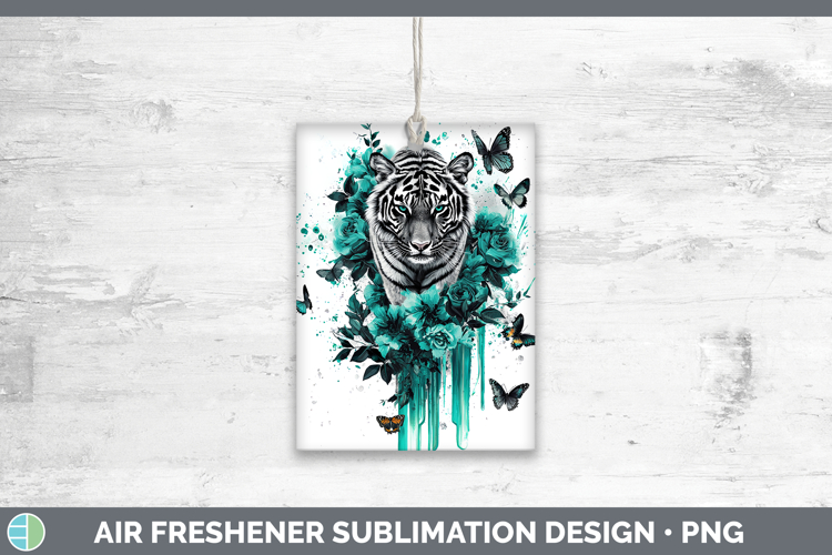 Teal Drips Tiger Air Freshener Sublimation Car Freshener Des