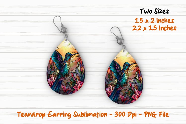 Stained Glass Hummingbird Earring | Teardrop (3689272)