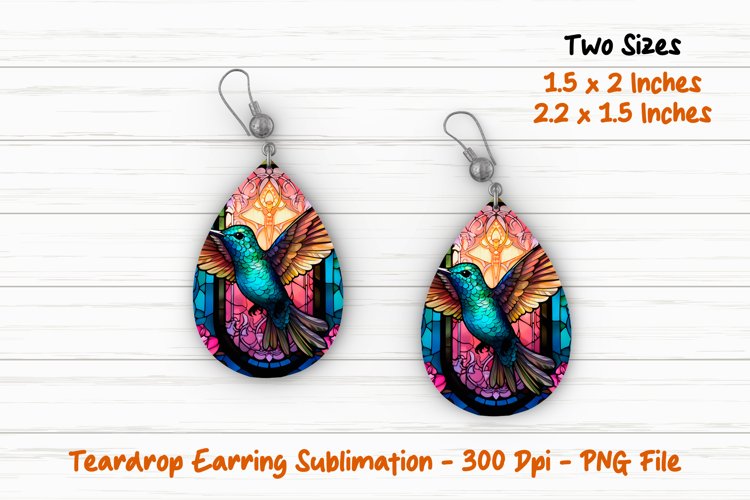 Stained Glass Hummingbird Earring | Teardrop Earrings