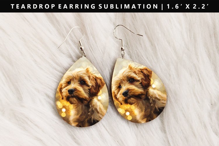 Funny Dog Teardrop Earring Sublimation PNG Design (3391352)