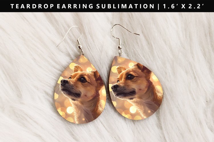 Funny Dog Teardrop Earring Sublimation PNG Design (3391355)