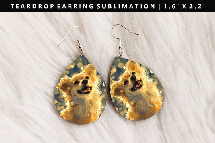 Funny Dog Teardrop Earring Sublimation PNG Design (3391360)