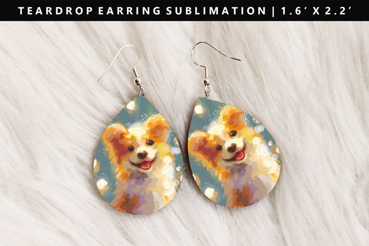 Funny Dog Teardrop Earring Sublimation PNG Design (3391364)