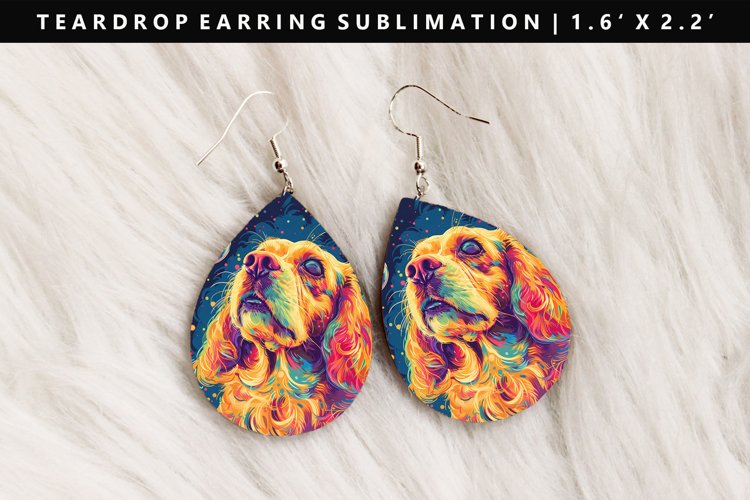 Funny Dog Teardrop Earring Sublimation PNG Design (3391398)
