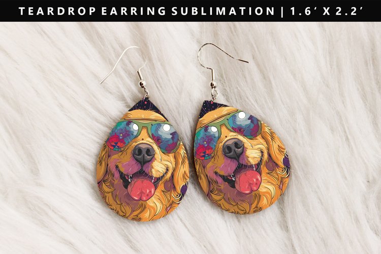 Funny Dog Teardrop Earring Sublimation PNG Design (3391460)