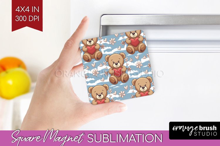Teddy Bear Magnet Sublimation - Valentine Square (5078363)
