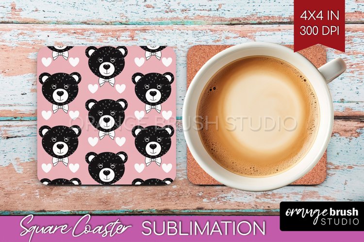 Teddy Bear Square Coaster - Valentine Coaster PNG (5077279)