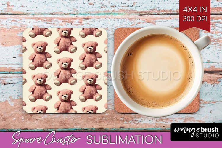 Teddy Bear Square Coaster - Valentine Coaster PNG (5077392)