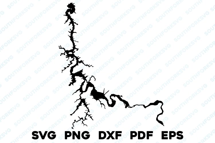 Tellico Reservoir Tennessee Map Silhouette Shape Design