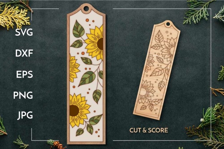 Sunflowers bookmark | Laser cut & score
