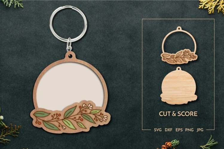 Layered round floral keychain | Customizable Layered Laser c