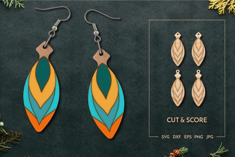 Scored tear drop earrings | Jewelry Laser cut score