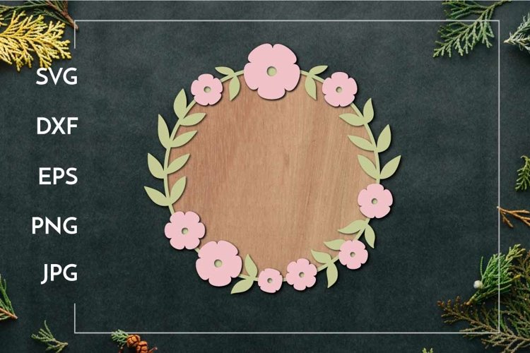 Floral round sign frame | Laser cut decoration