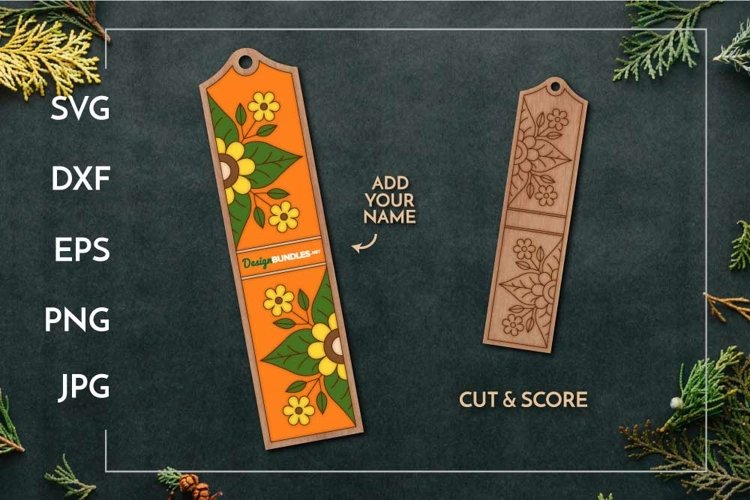 Bookmark | Floral customizable | Laser cut & score paint kit