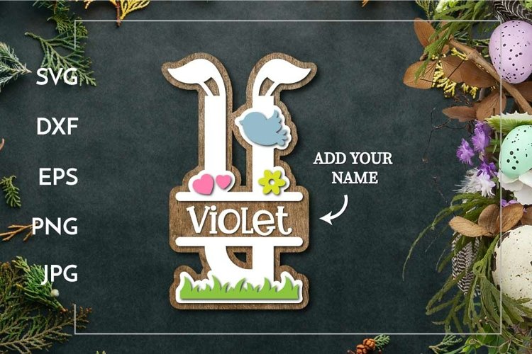 Spring split letter V | Layered Easter Laser cut