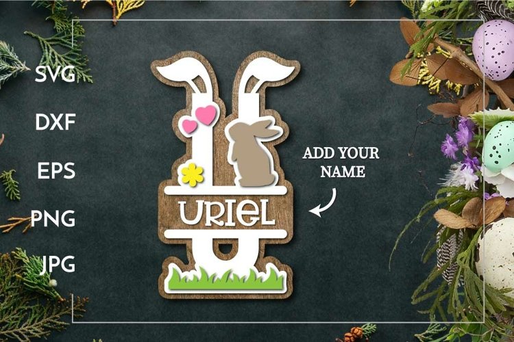 Spring split letter U | Layered Easter Laser cut