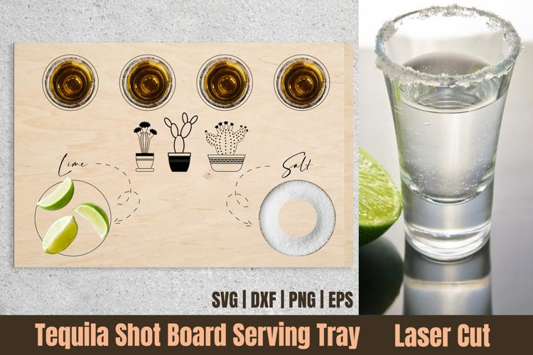 Tequila Shot Board Serving Tray | Laser Cut