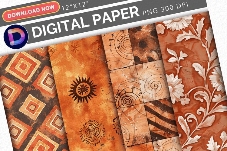 Terracotta Boho Digital Paper
