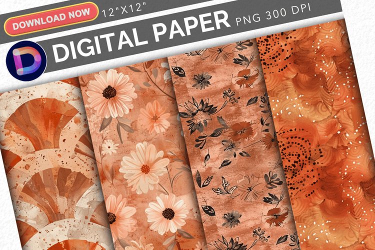 Terracotta Boho Digital Paper