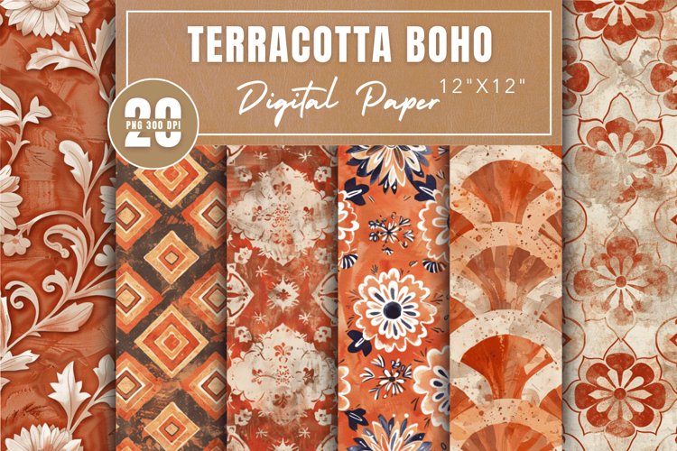 Terracotta Boho Digital Paper Bundle