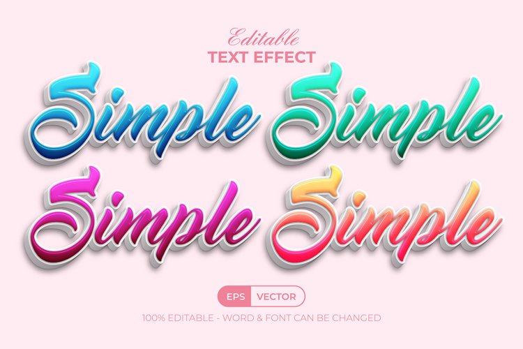 3D Text Effect Style 4 Different Color