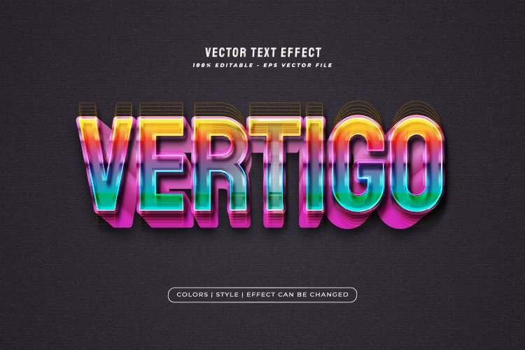 Editable 3D Colorful Vertigo Text Effect